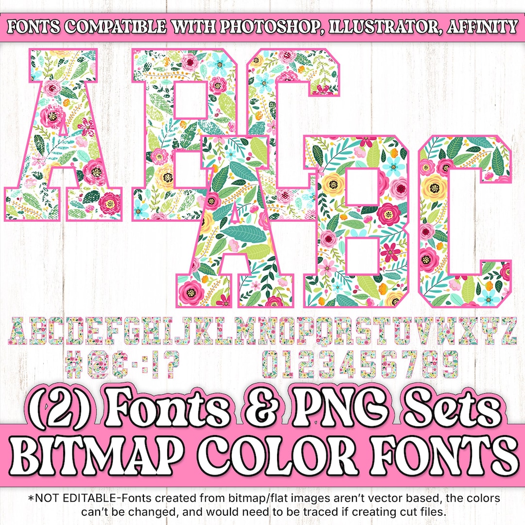 Color Fonts Download Pack | Spring Floral Letters, Flower Letters, Hand ...
