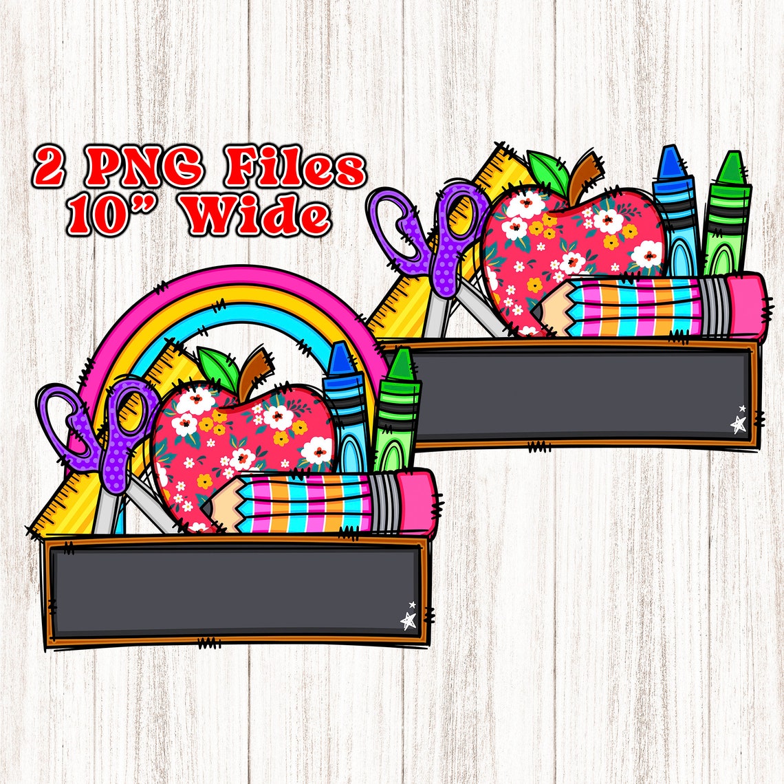 School Name Frame PNG Doodle Art Rainbow Chalkboard Frame - Etsy