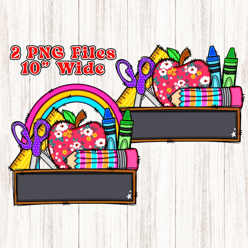 School Name Frame PNG Doodle Art Rainbow Chalkboard Frame - Etsy