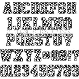 Checker Alphabet PNG, Black and White Background Pattern, Glitter ...