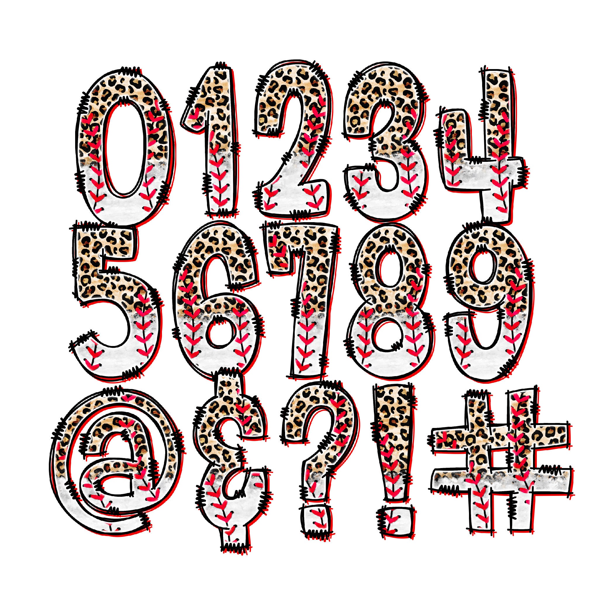 Baseball Letters PNG With Leopard and Baseball Stitching - Etsy