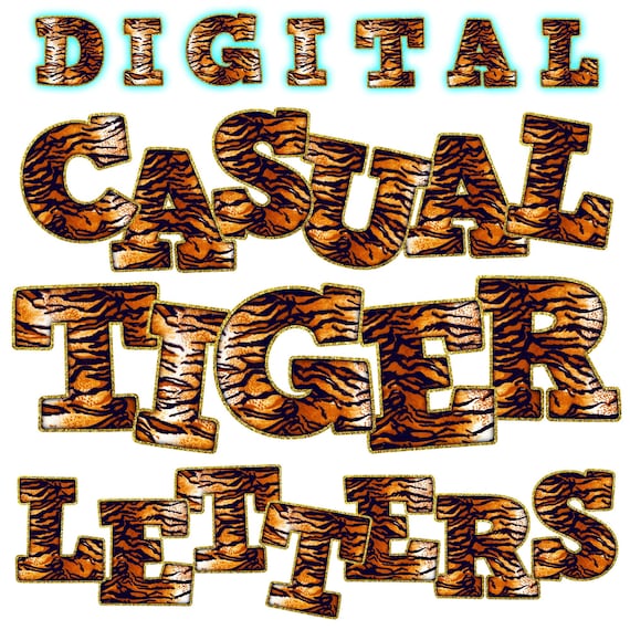 Digital Download Casual Tiger Letters and Numbers With Gold | Etsy