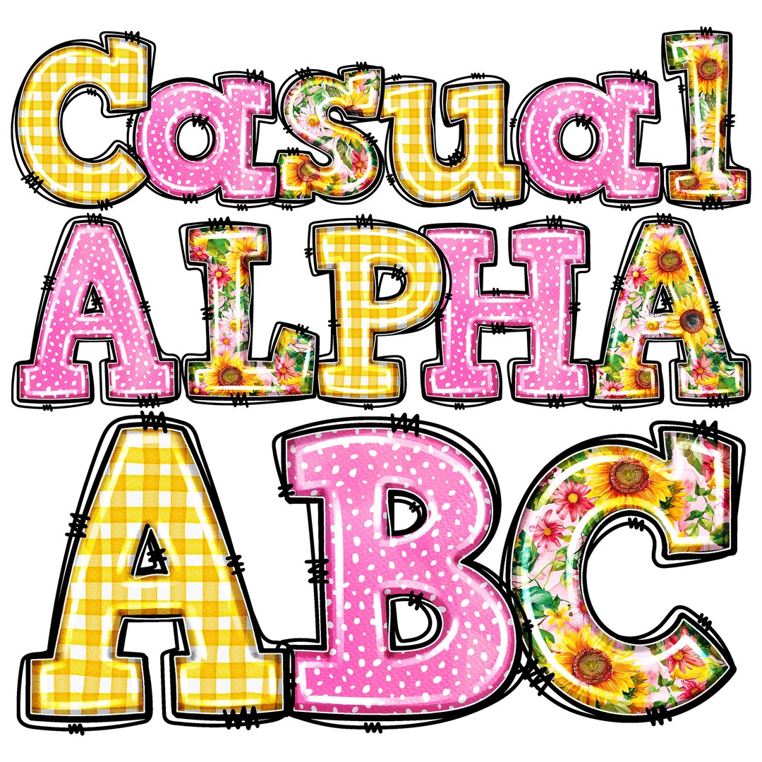 Summer Doodle Alphabet PNG, Digital Download, Casual Hand Drawn Letters ...