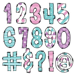 Digital Download | Doodle Letters Purple Pink Blue 1 Pattern Fill | PNG ...