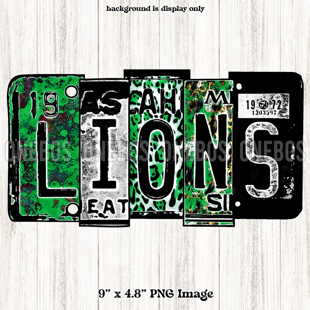 Watercolor License Plate Lions PNG Green & White Leopard - Etsy