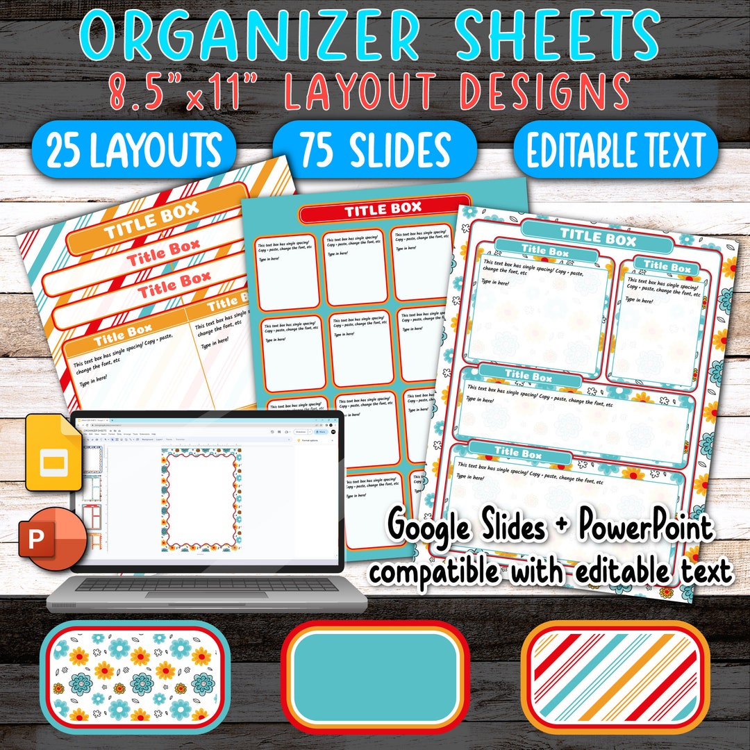 Organizer Sheet Templates Planner & Presentation Pages - Etsy