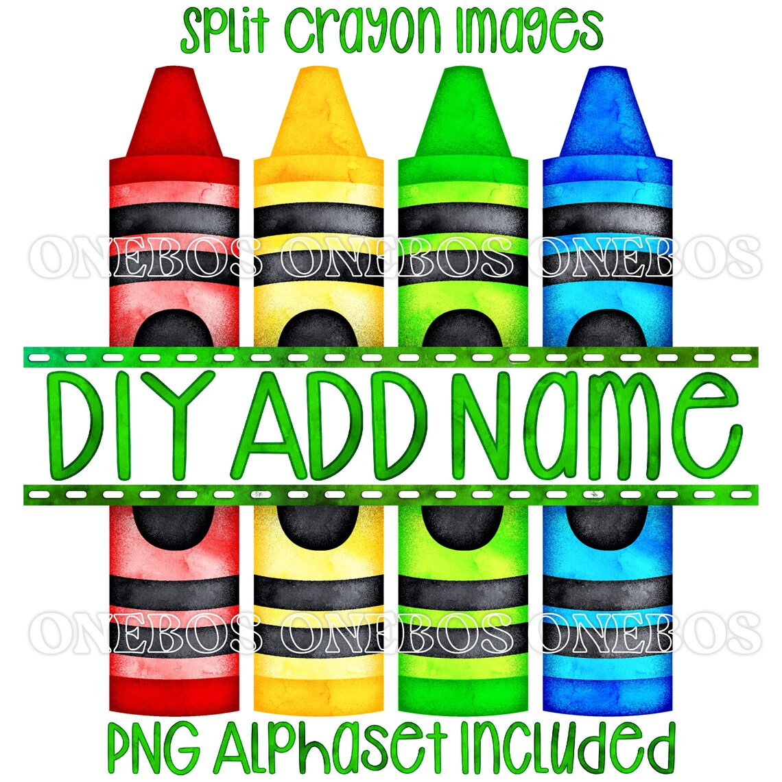 Split Crayon Watercolor PNG for Monogram, Primary Colors, Make Custom ...