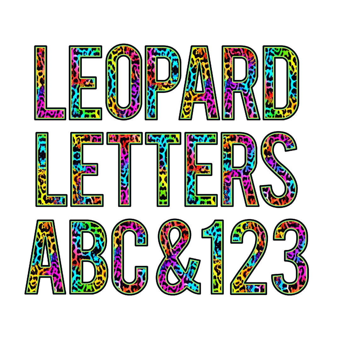 Leopard Rainbow Alphabet, Cheetah Letters and Numbers, PNG Bundle ...