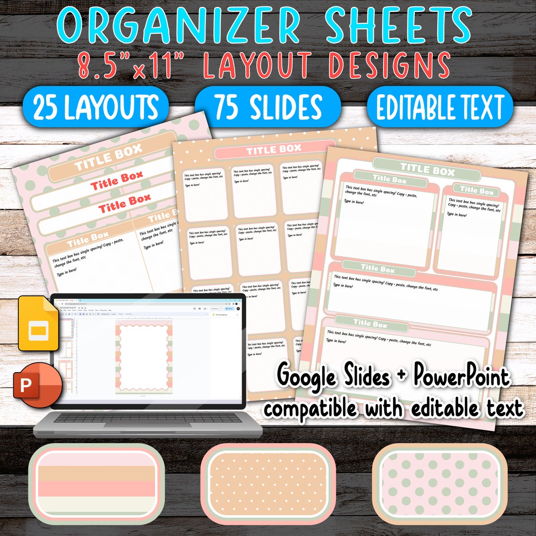 Organizer Sheet Templates Planner & Presentation Pages - Etsy