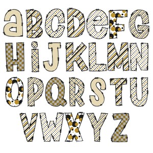 Digital Download | Doodle Letters Yellow & Gray Pattern Fill | PNG ...