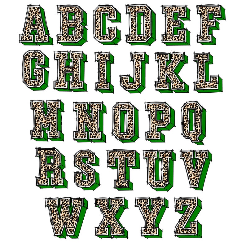 Digital Doodle | Athletic Varsity Sports College School Letters - Green ...