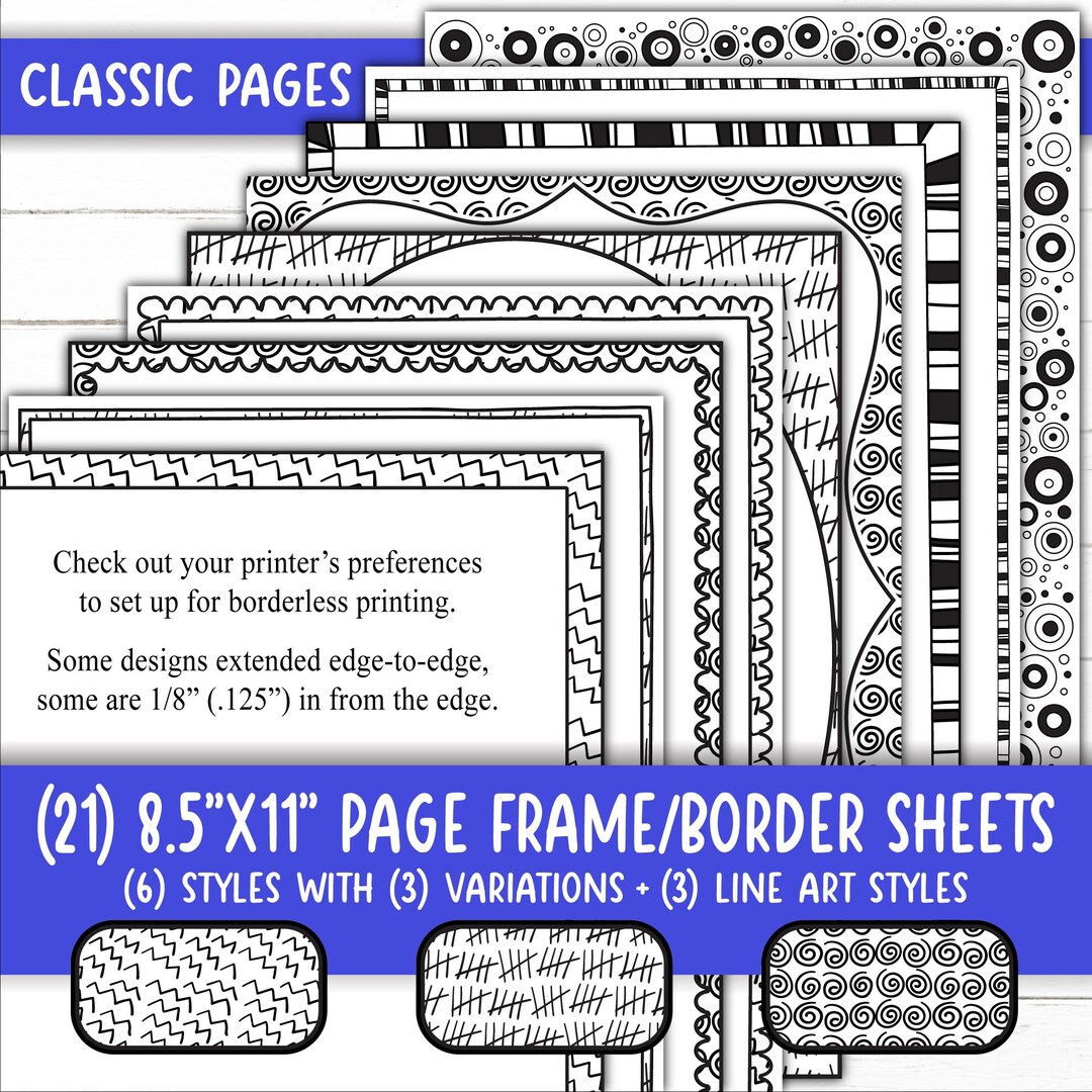 Framed Page Templates, Certificate & Award Style | Black, White, Ink ...