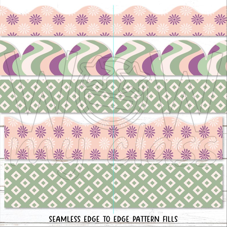 Borders for Bulletin Boards | Print & Cut, Seamless | Floral, Diamond ...