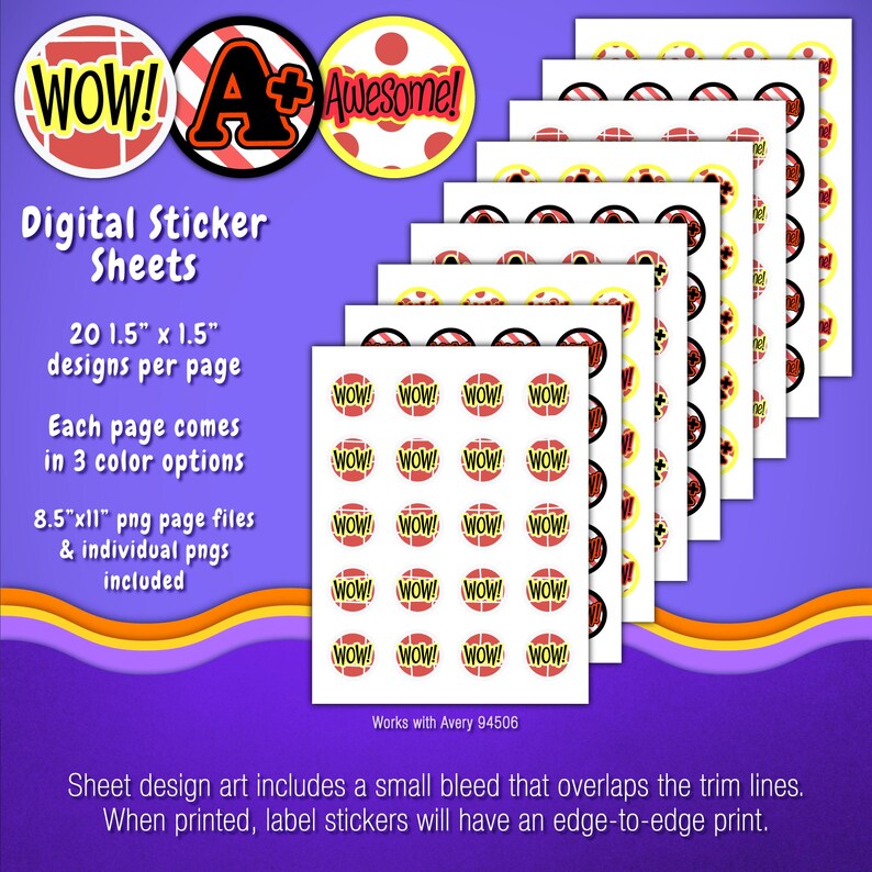 Sticker Pack | Individual Digital Stickers & Avery Sheet Templates ...