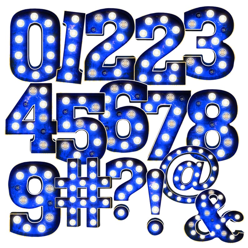Digital Download | Blue Royal Rustic Marquee Letters & Numbers | PNG ...