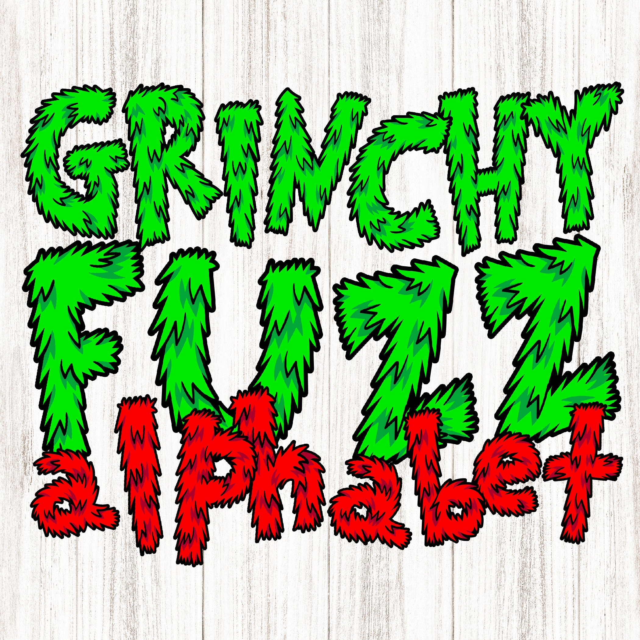 Grinchy Fuzzy PNG Alphabet Bundle of Christmas Seasonal - Etsy