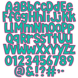 Spring Faux Embroidery PNG Alphabet Bundle, Pink Teal Alphabets With ...