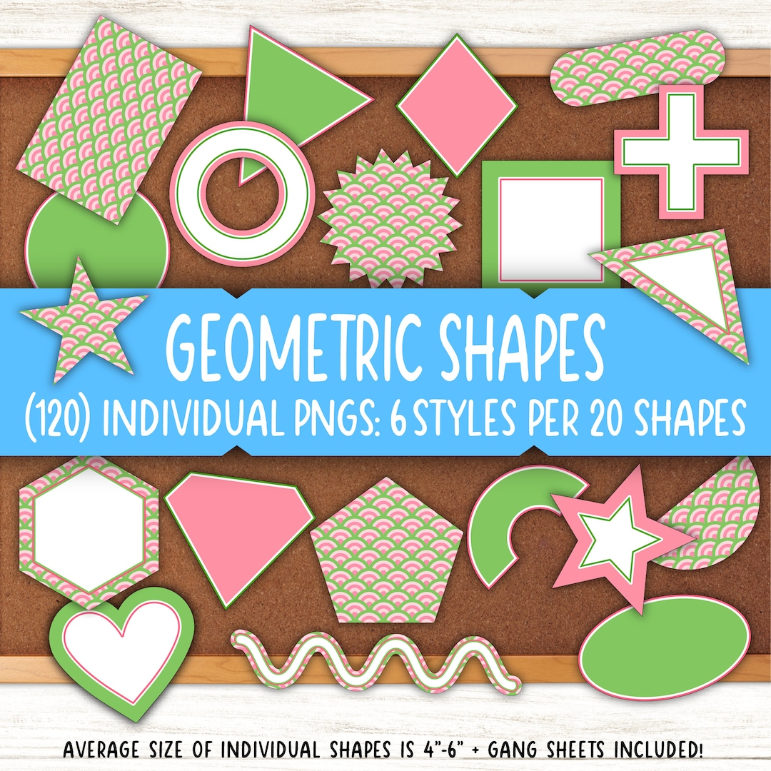 Shape & Design Frame Pack, Pink and Green Happy Fun Bright Pattern PNG ...