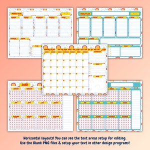 Calendar Pack - Editable Daily | Weekly | Monthly | Yearly | Rainbows ...