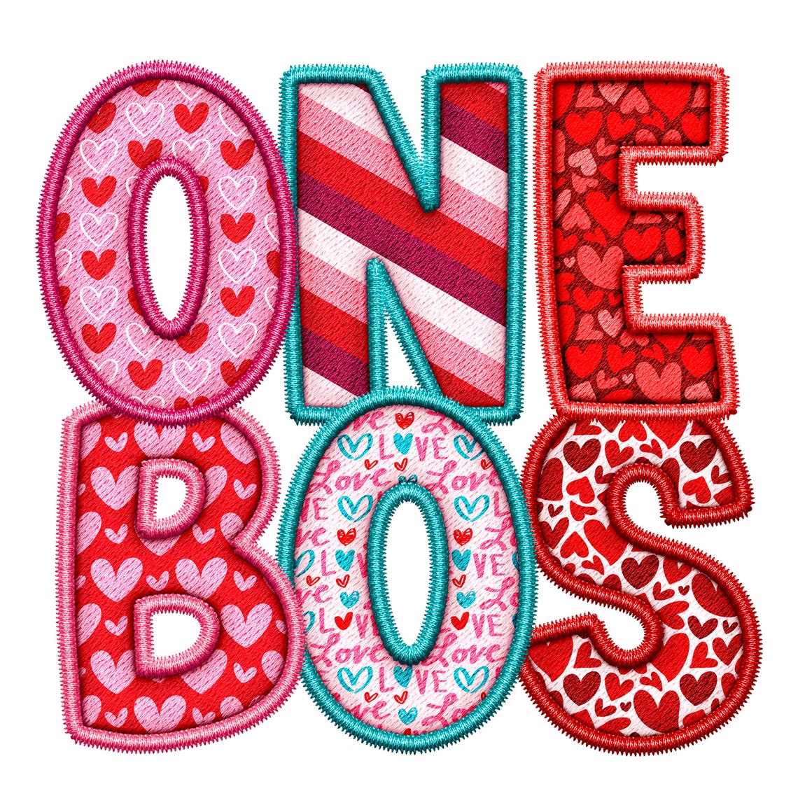 Valentines Faux Embroidery PNG Alphabet Bundle, Red Pink Teal Alphabets ...