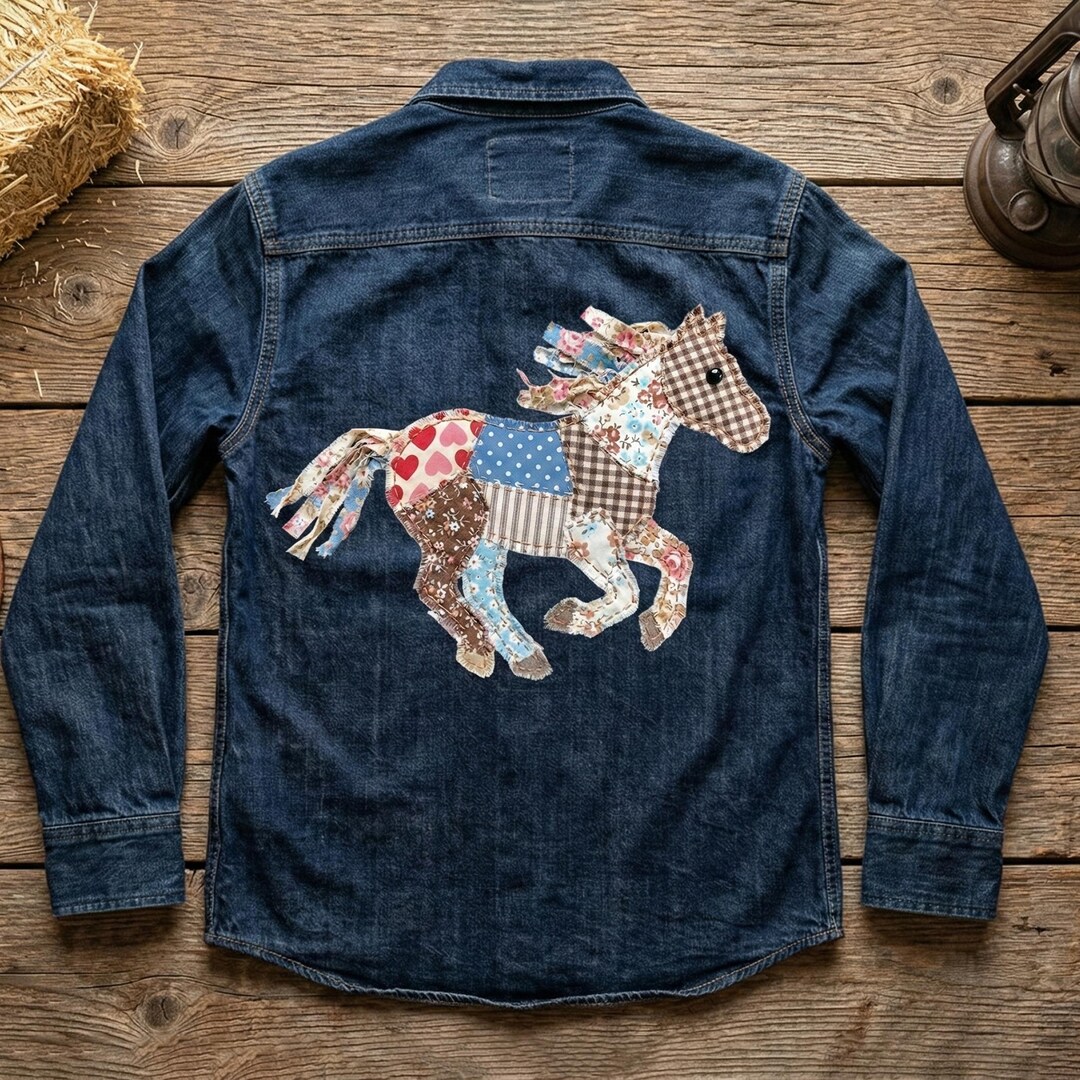 Patchwork Horse PNG, Valentine's Shabby Chic Faux Fabric Applique ...