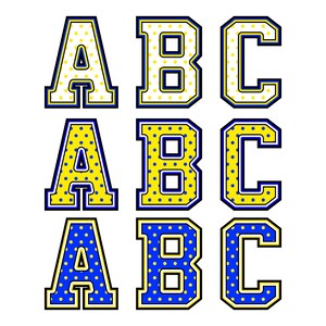 Preppy Alphabet PNG Bundle, 9 Sets of Letters, Numbers, Cheer Block ...