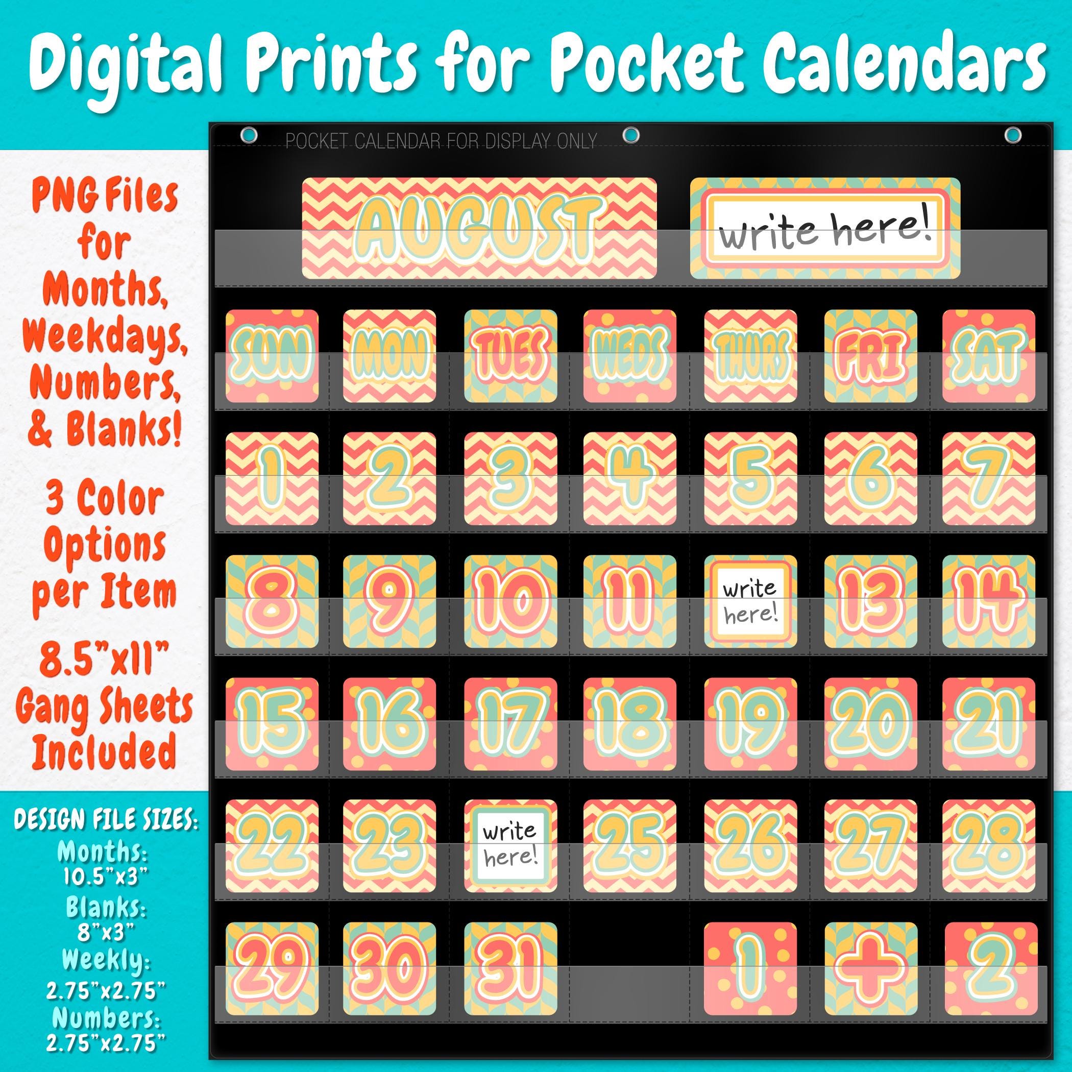 Wall Calendar - Pocket Chart for Teachers | Geometric, Circles, Chevron ...