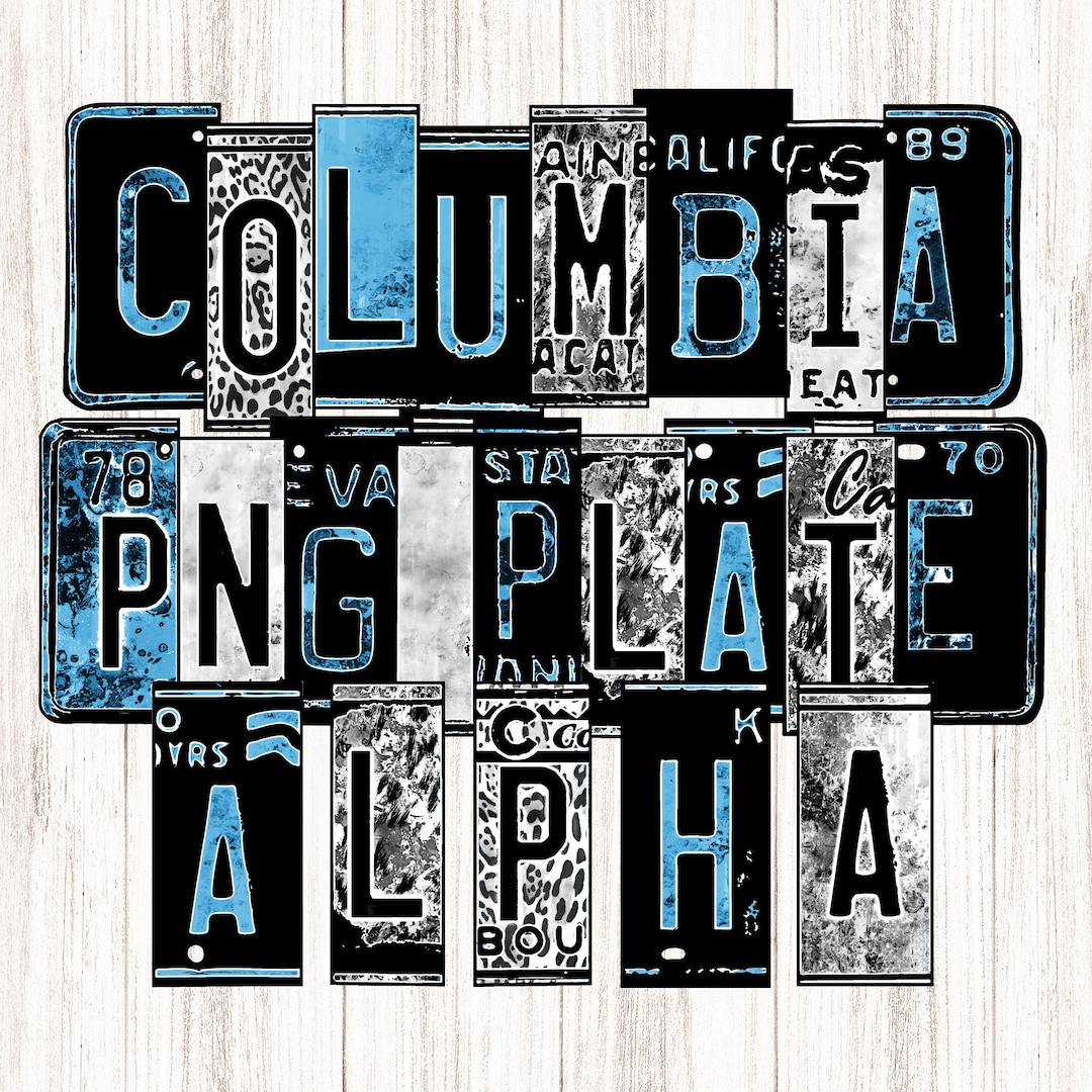 License Plate Alphabet, Mix Match Letters, Light Blue Columbia, Leopard ...