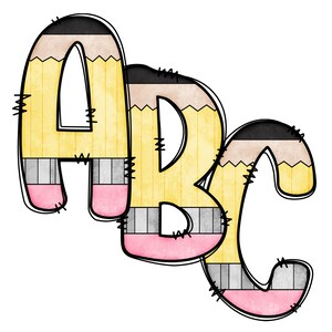 New Pencil Doodle Alphabet PNG | Hand Drawn Uppercase Letters & Numbers ...