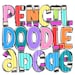 Pencil Doodle PNG Alphabet Bundle, 18 Sets, Mix of Pastel Pencils ...