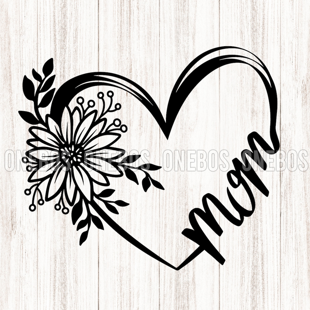 Mom Flower Heart Doodle, SVG Eps Pdf Png Ai Dxf Design Files, Mother's ...