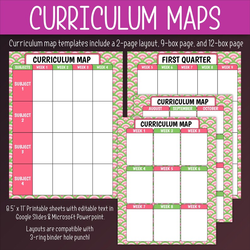 Lesson Plan Sheets & Curriculum Maps (editable) | Teacher Planner ...