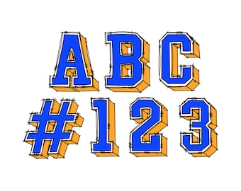 Light Blue, Black, and White Varsity PNG Alphabet Letters and Numbers ...