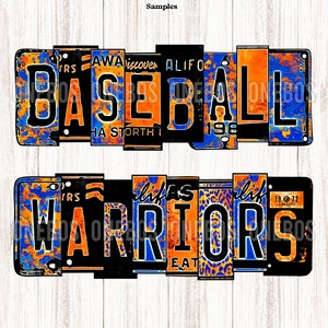 Royal Blue & Orange License Plate Alphabet, Mix Match, Digital Download ...