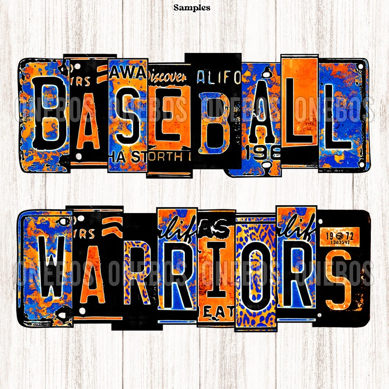 Royal Blue & Orange License Plate Alphabet Mix Match Digital - Etsy