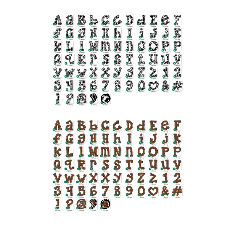 Cowboy Farm Alphabet Bundle, 10 Pack Doodle Alphabet With Bandana ...