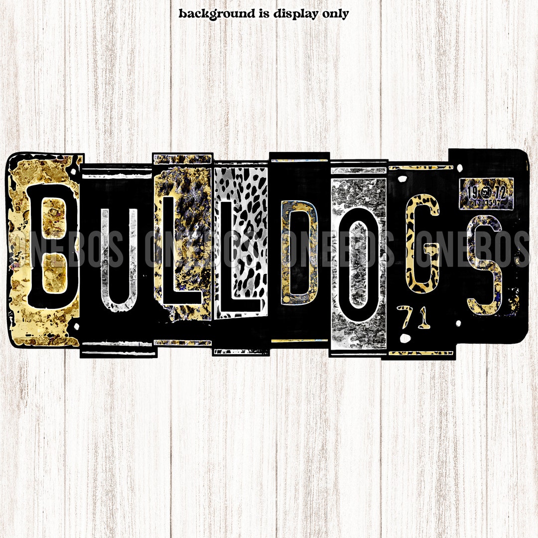 Watercolor License Plate Bulldogs PNG, Vegas Old Gold White Grey ...