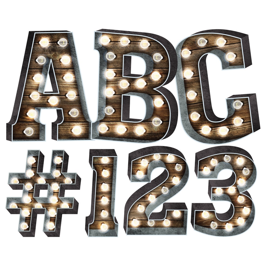 Digital Download | Faux Barn Wood Rustic Marquee Letters and Numbers ...