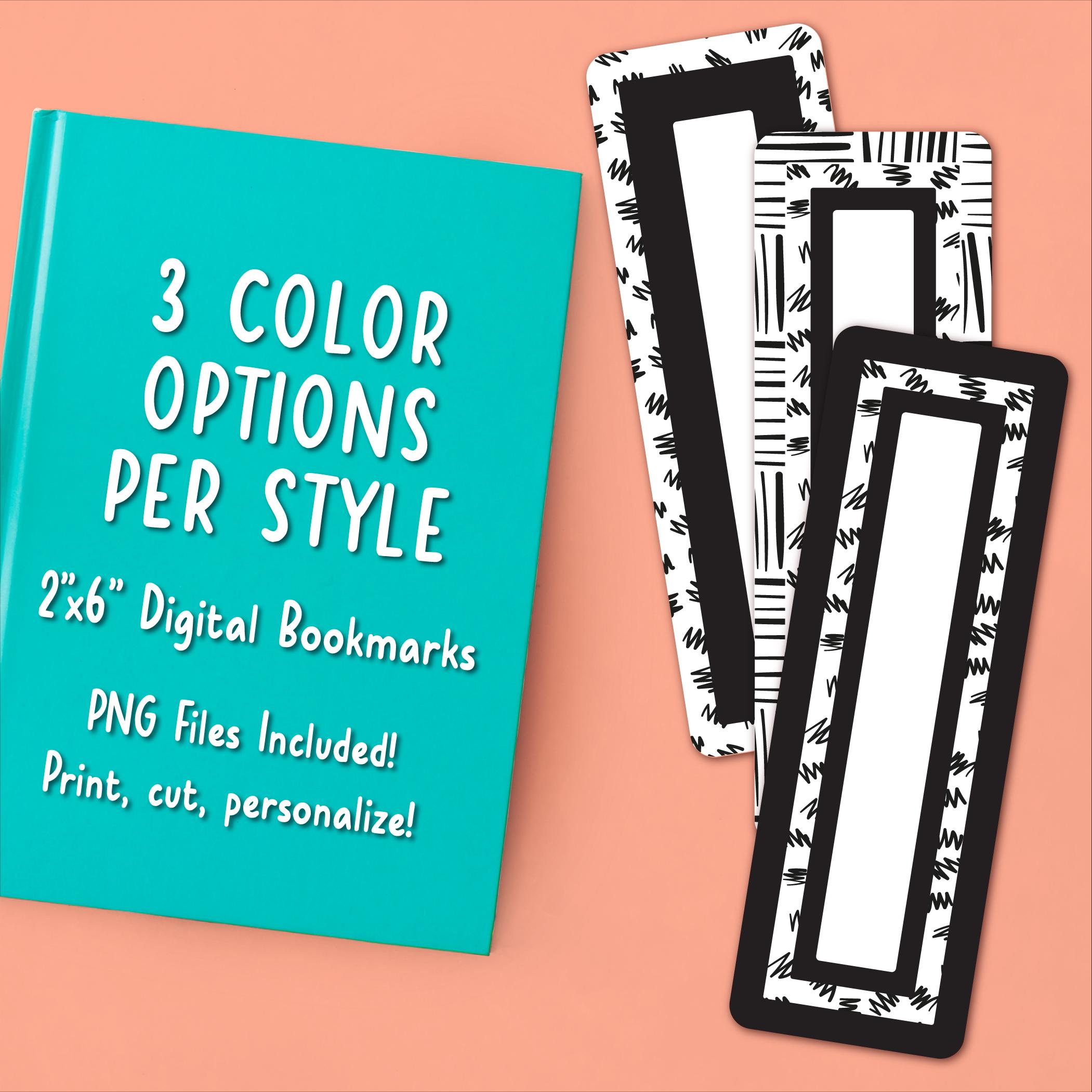 Digital Bookmarks (printable), Clipart Bundle Set of 12 | Lined & Blank ...
