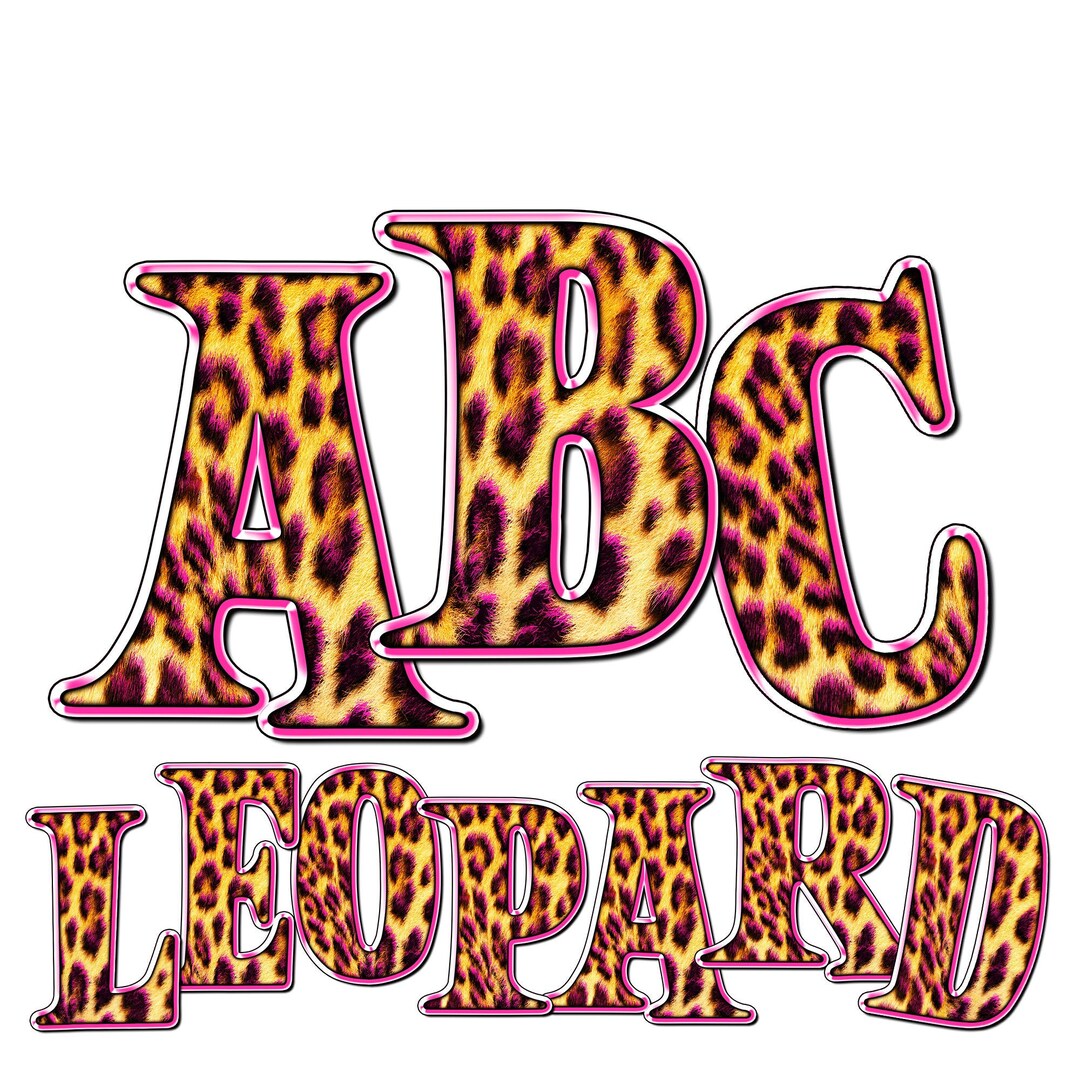 Digital Download | Leopard Pattern With Pink Accent Letters & Numbers ...