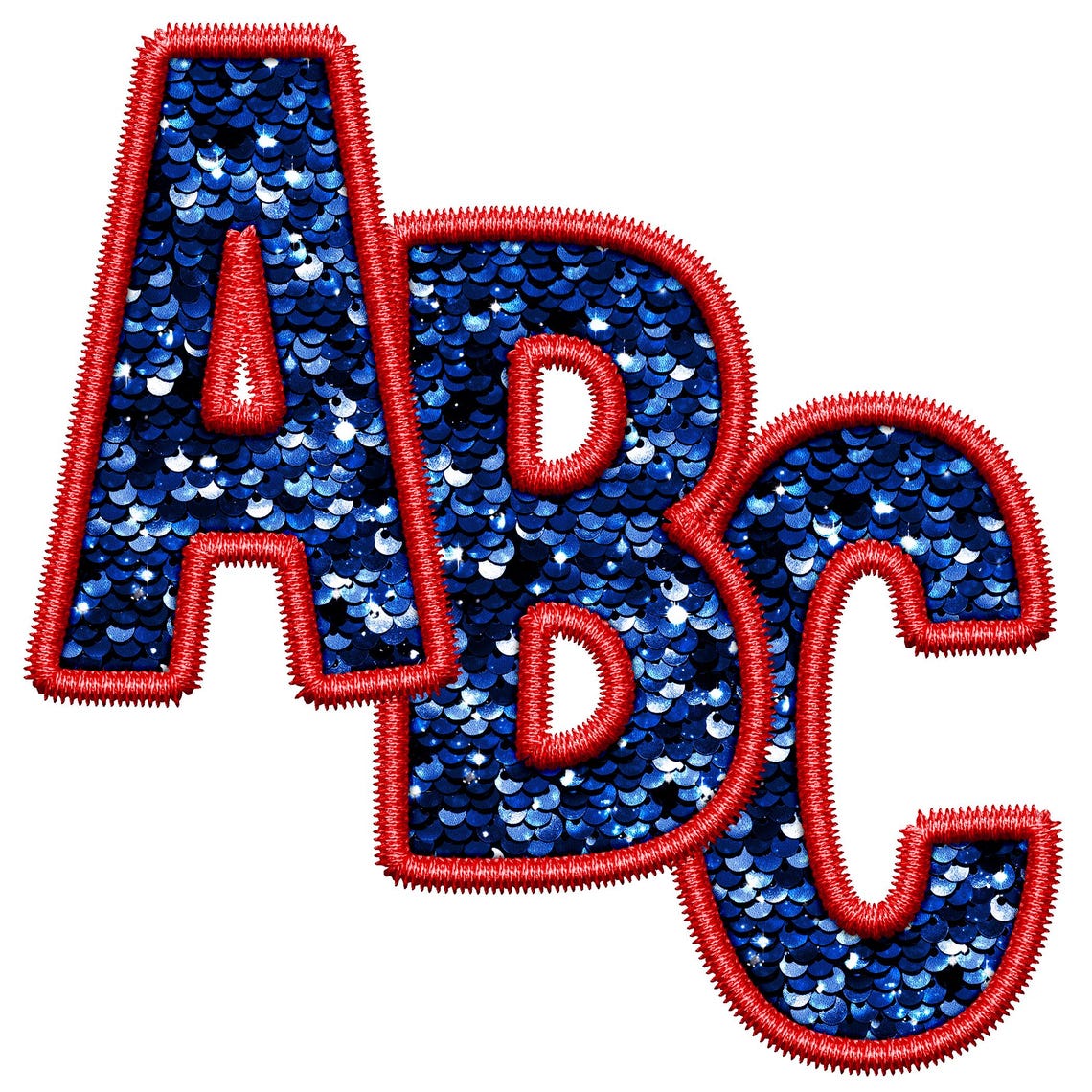 Patriotic Alphabet PNG – Midnight Blue Sequin Letters With Red Border ...