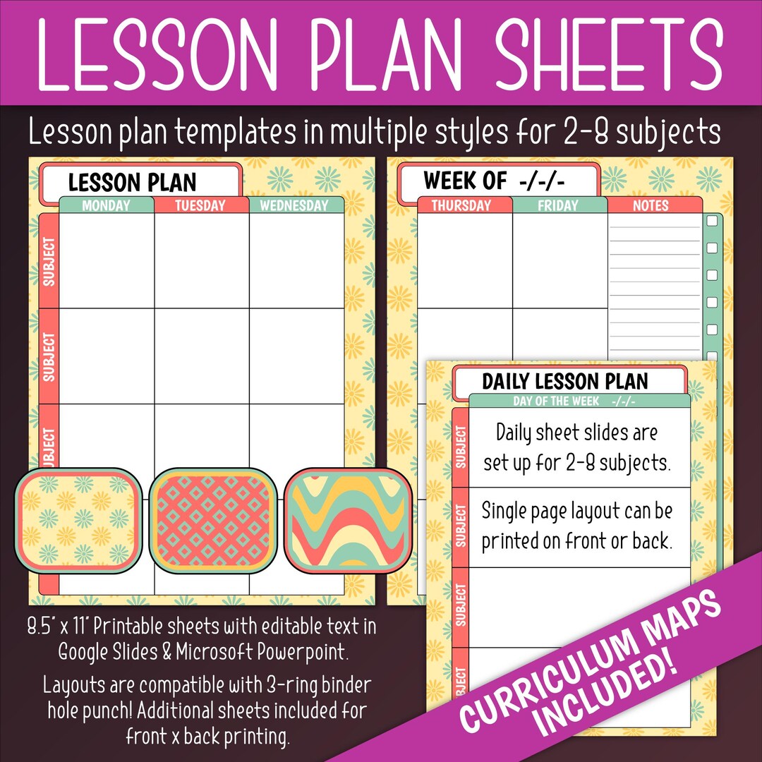 Lesson Plan Sheets & Curriculum Maps (editable) | Floral, Diamond ...