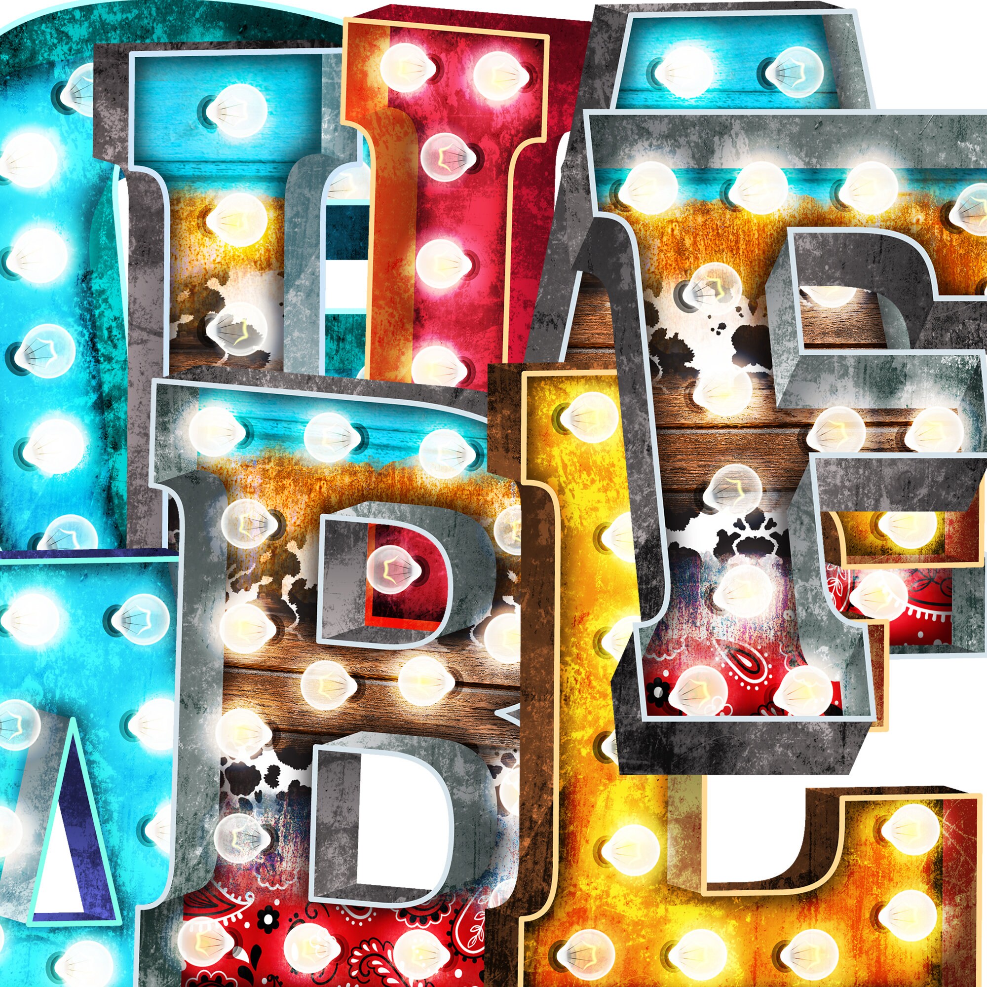 Digital Download | Faux Farm Rustic Marquee Letters & Numbers | PNG ...