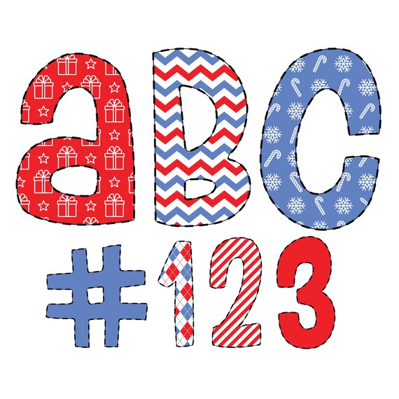 Digital Download Doodle Dash Christmas Red & Blue Pattern | Etsy