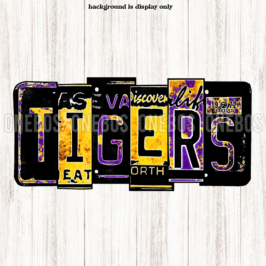 Tigers License Plate PNG, Purple, Gold, Black, Leopard, Grunge ...