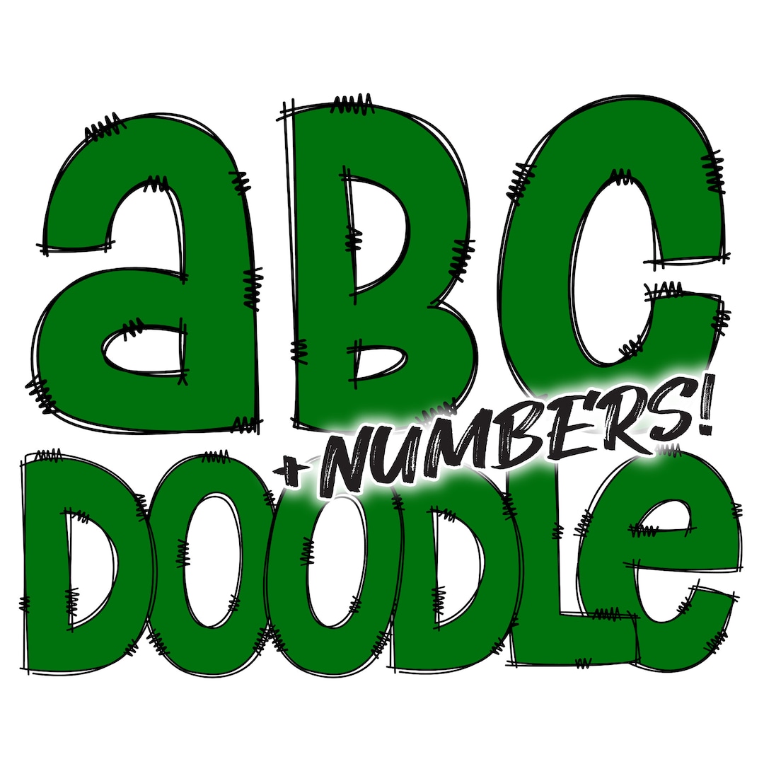 Digital Download | Doodle Green Fill | PNG Clipart Bundle Alphabet Pack ...