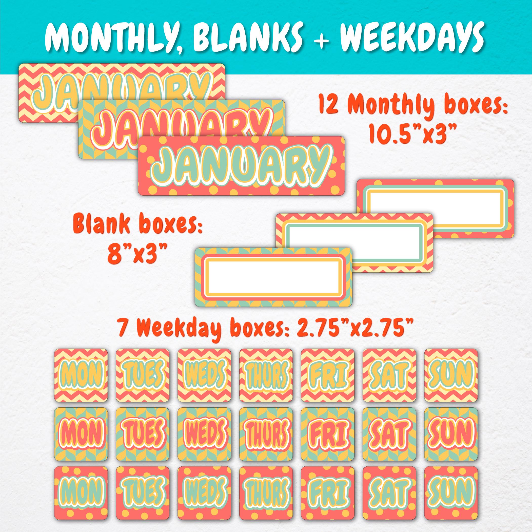 Wall Calendar - Pocket Chart for Teachers | Geometric, Circles, Chevron ...