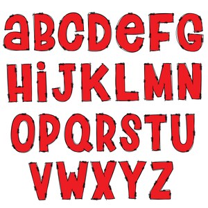 Digital Download | Doodle Red Fill | PNG Clipart Bundle Alphabet Pack ...
