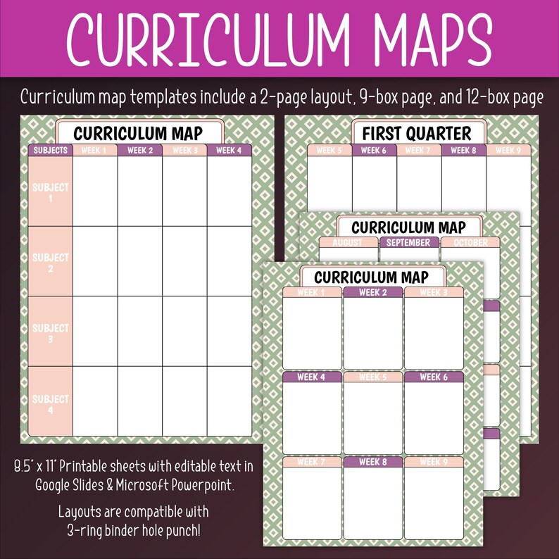 Lesson Plan Sheets & Curriculum Maps (editable) | Floral, Diamonds ...