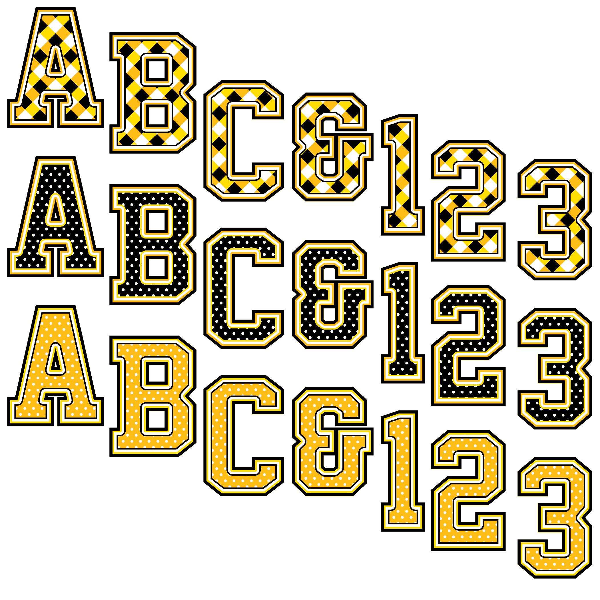 Preppy Pattern Alphabet Letters PNG Bundle | 9 Sets A-Z Numbers Symbols ...